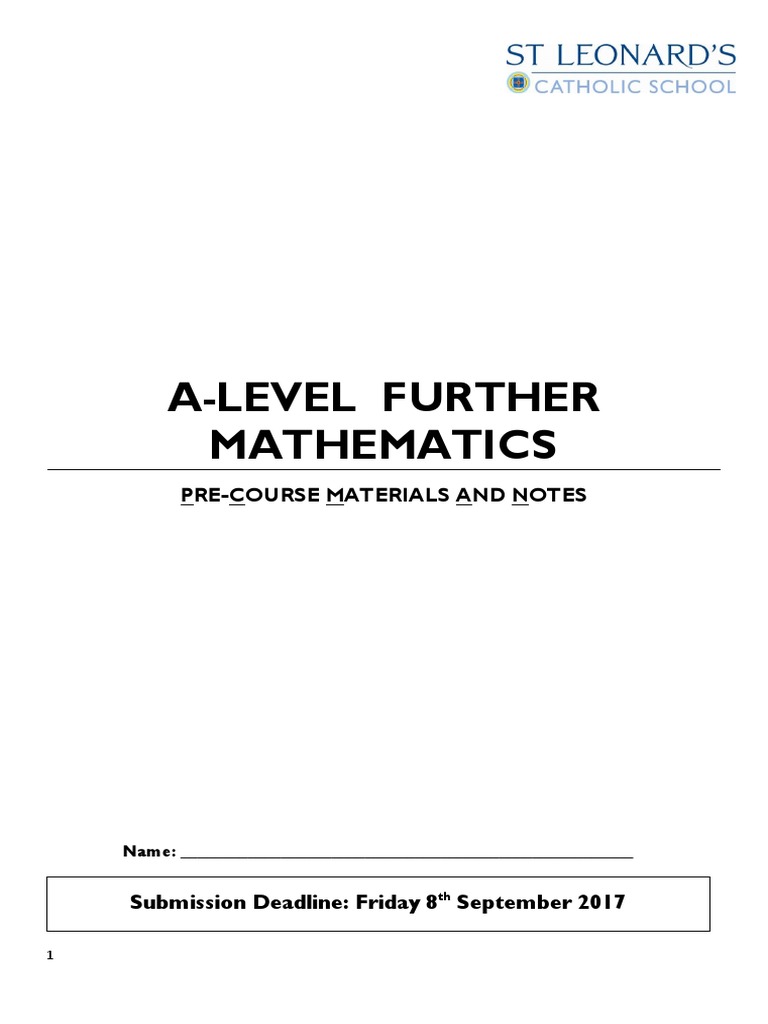 A-Level Further Mathematics Overview | PDF | Gce Advanced Level (United ...