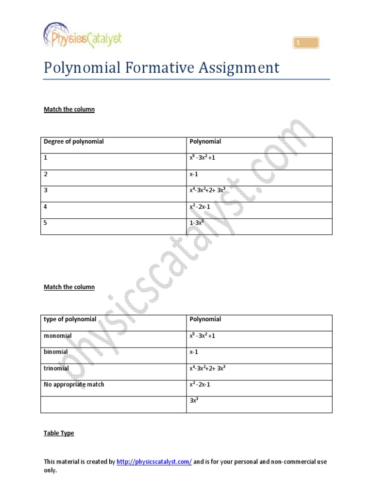 Polynomial Assignments | PDF | Polynomial | Abstract Algebra