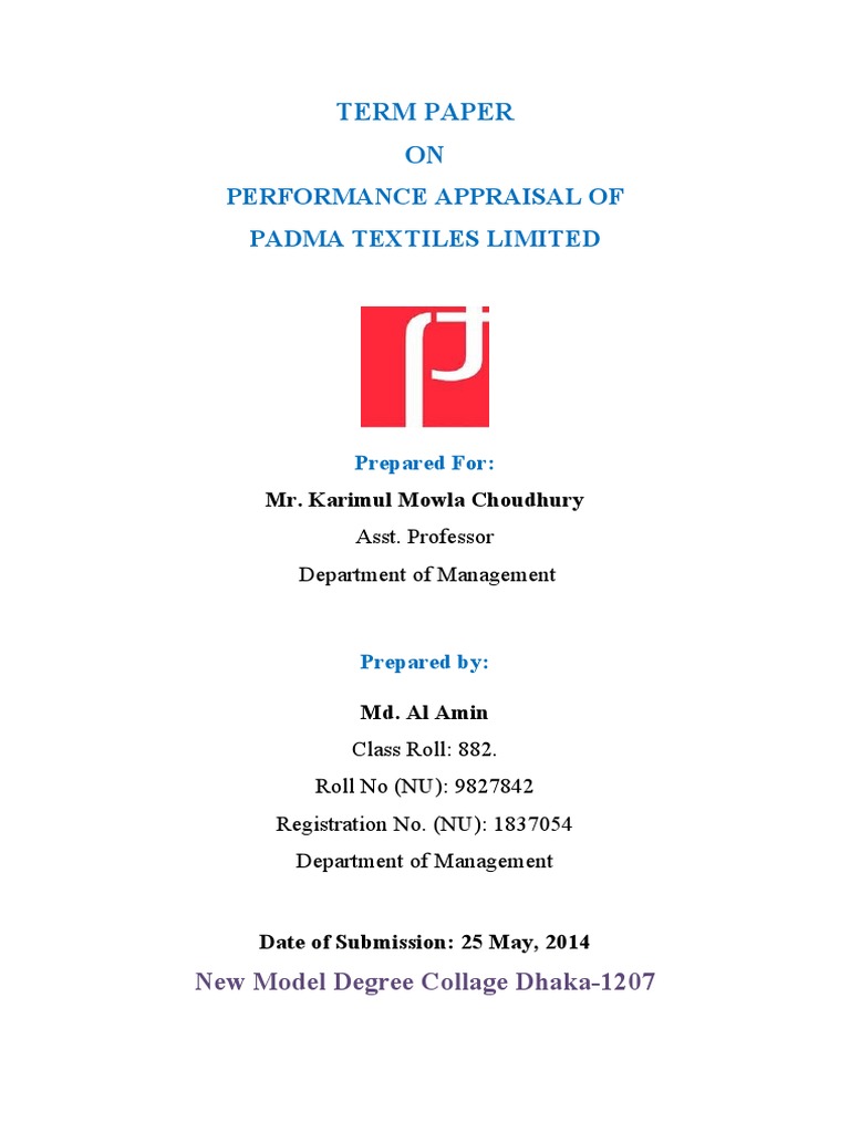 Padma Textiles Performance Review | PDF | Performance Appraisal | Human ...