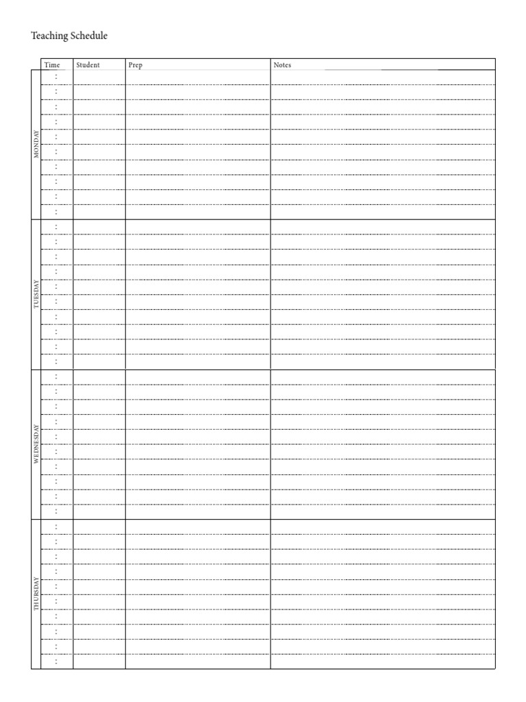 Weekly Teaching Schedule Template | PDF