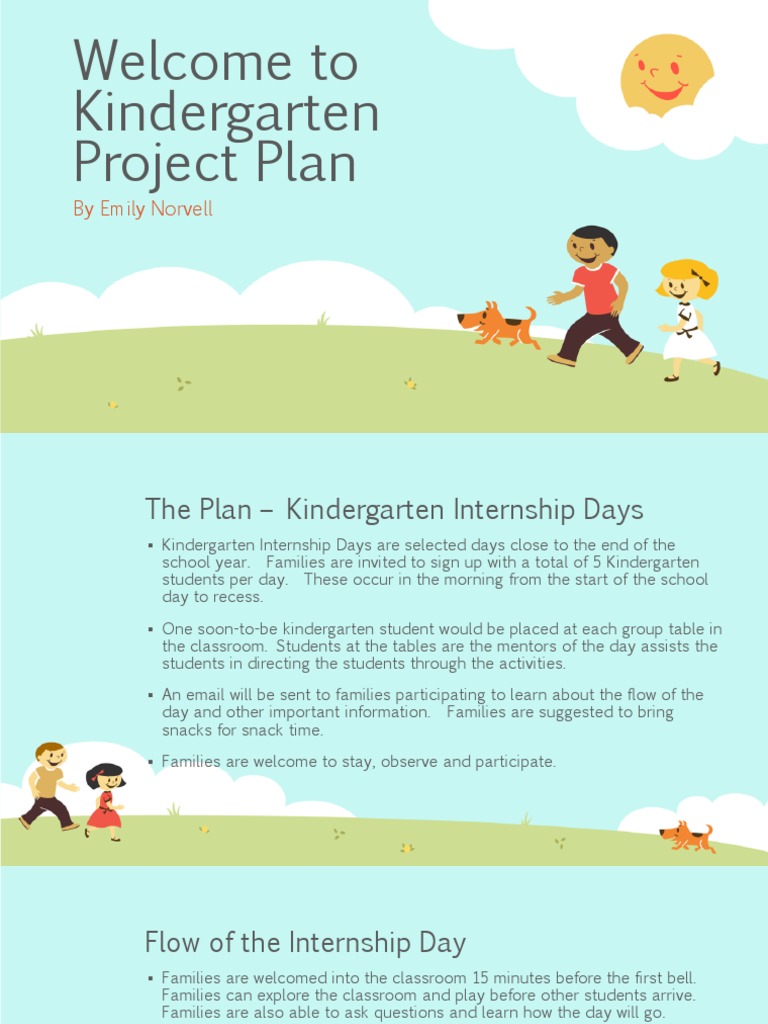 Welcome To Kindergarten Project Plan en | PDF | Classroom | Mentorship
