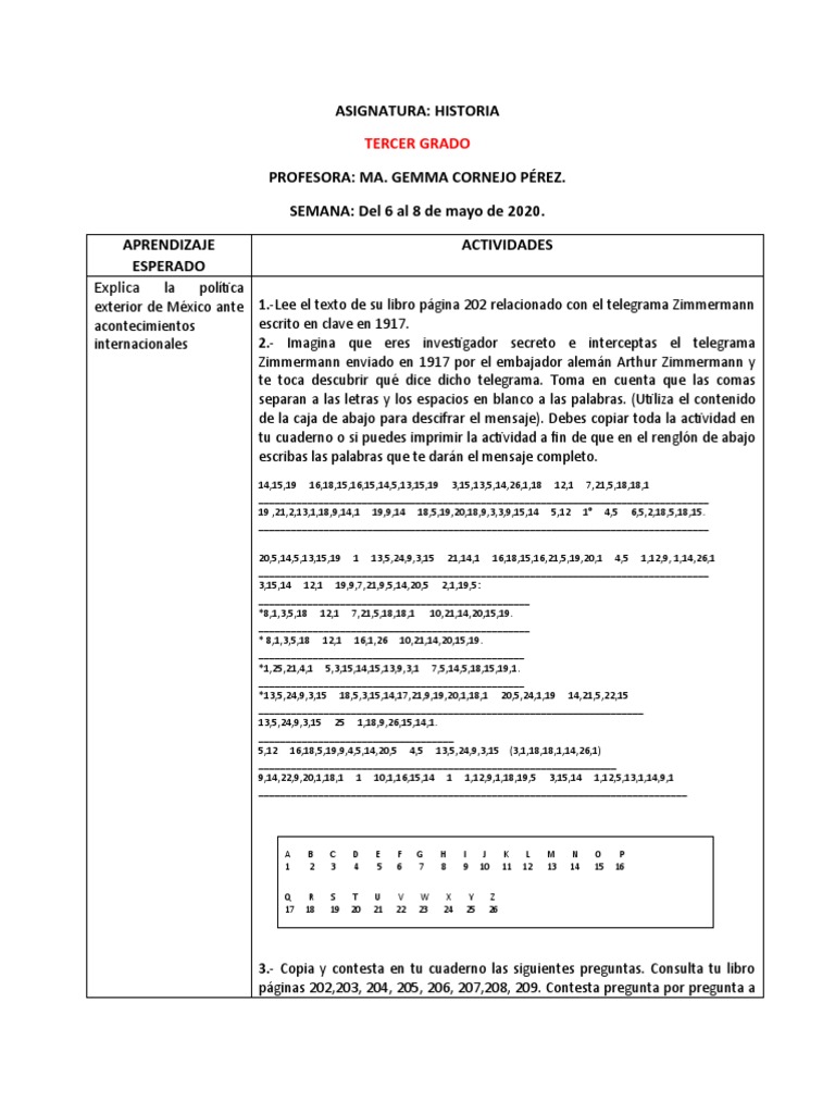 3°hist-Trab - Casa. 2 Semanas | PDF | México | Comunicación