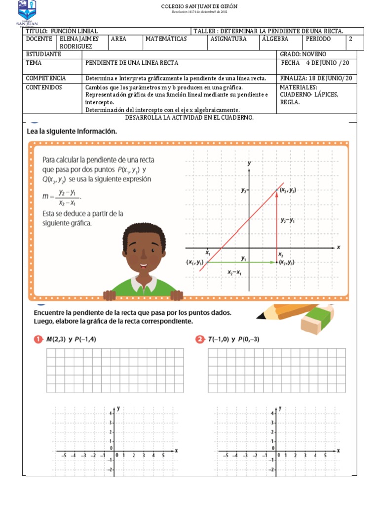 Taller Pendiente Recta Dado Dos Puntos | PDF