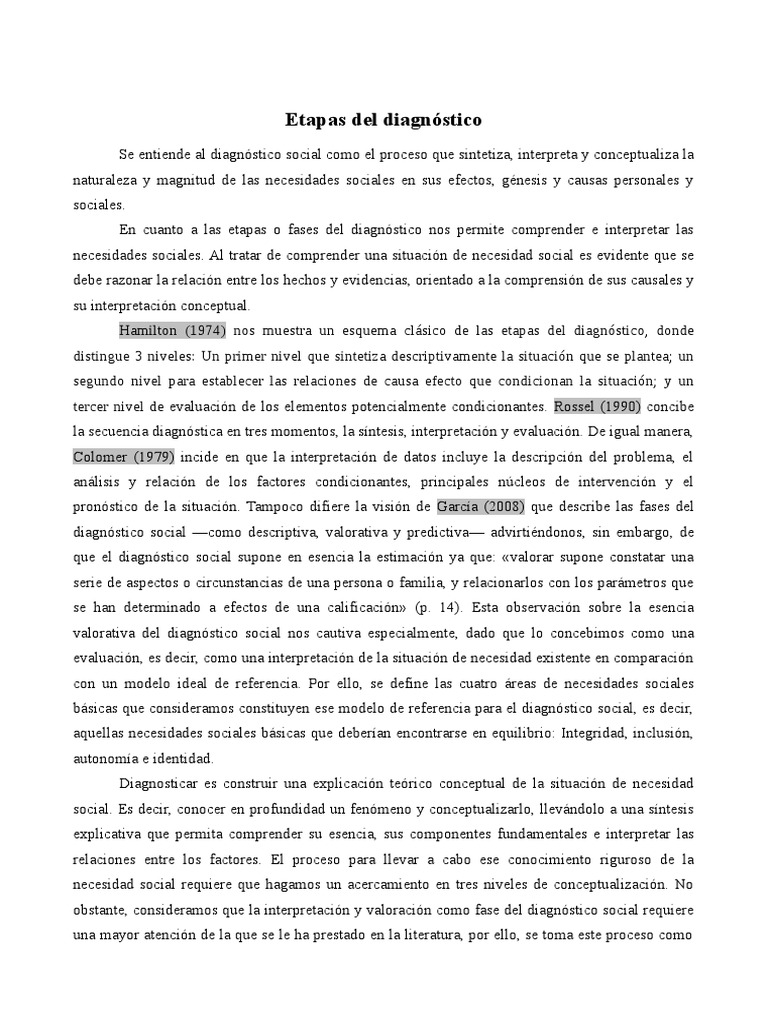 Etapas Del Diagnostico Social | PDF | Trabajo Social | Diagnostico medico