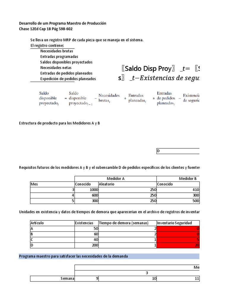 Ejercicios MPS-MRP 1 | PDF | Inventario | Business