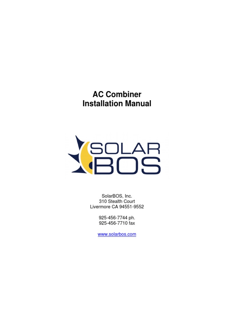 AC Combiner Installation Manual | PDF | Fuse (Electrical) | Electrical ...