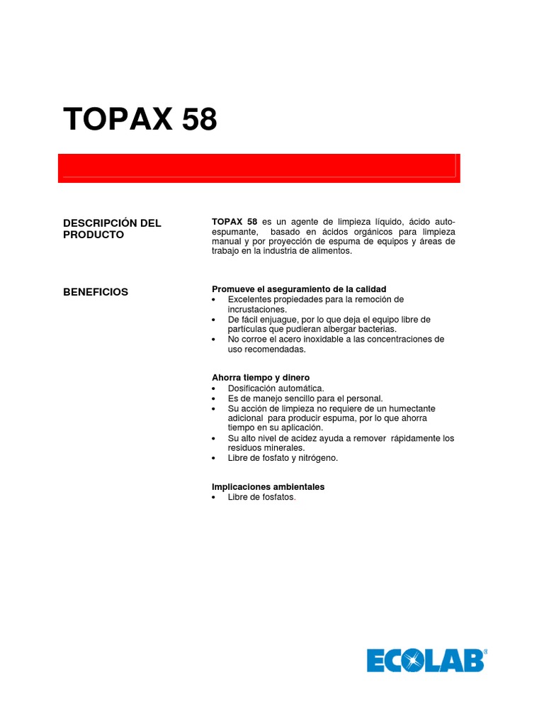 PI Topax 58 | PDF | Ácido | Agua