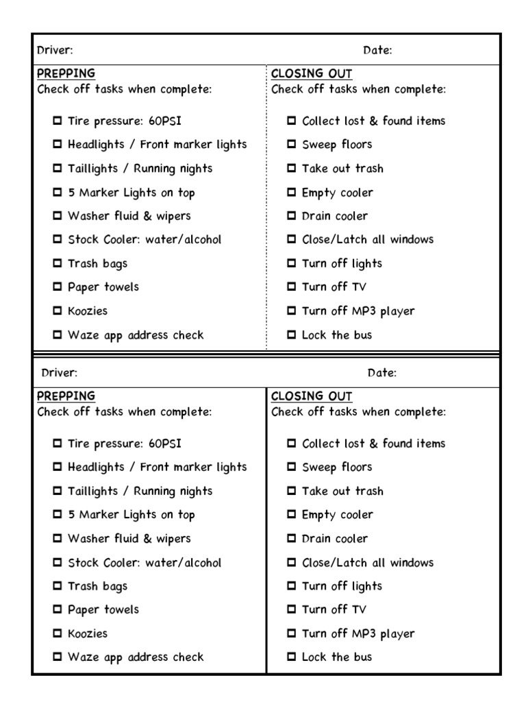 Driver Checklist | PDF