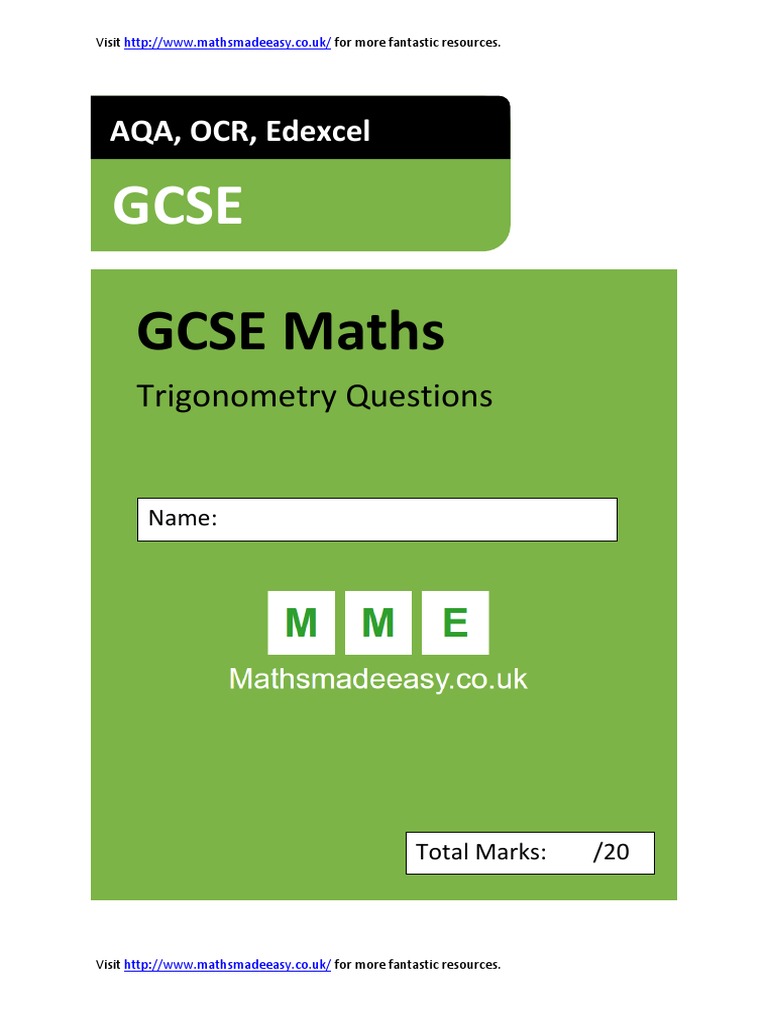 GCSE Maths: Trigonometry Questions | PDF