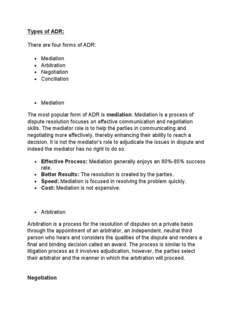 Types of Adr | PDF