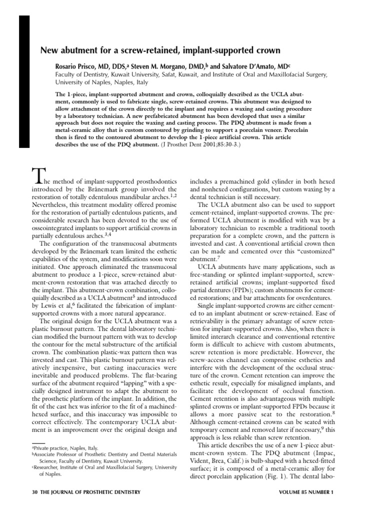 PDQ Abutment PDF | PDF | Dental Implant | Dentistry