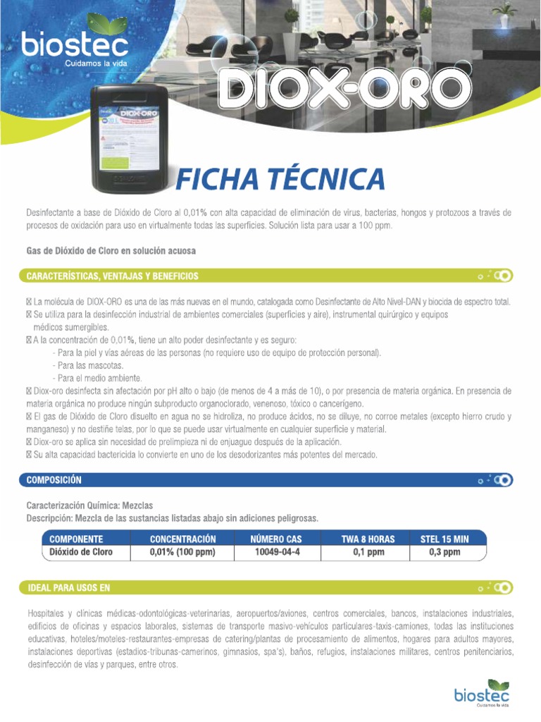 Ficha Técnica Diox-Oro Disgourmet PDF | PDF