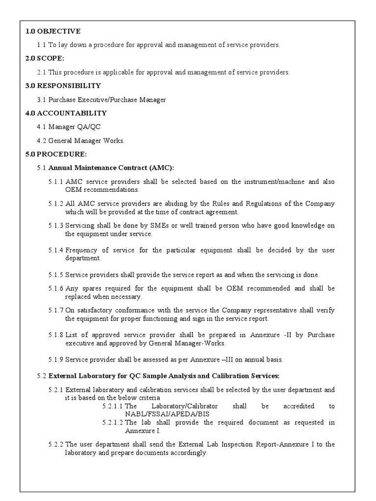 SOP For Service Provider | PDF | Laboratories | Quality Assurance