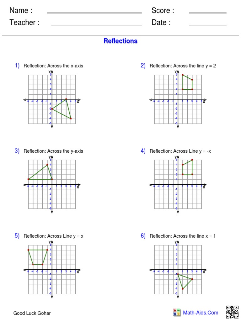 Math Reflections Across Axes and Lines | PDF | René Descartes ...