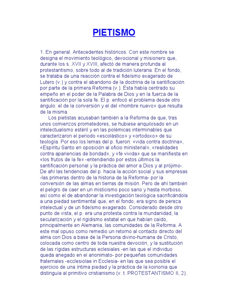 Orígenes y características del Pietismo | PDF | Era de iluminacion ...