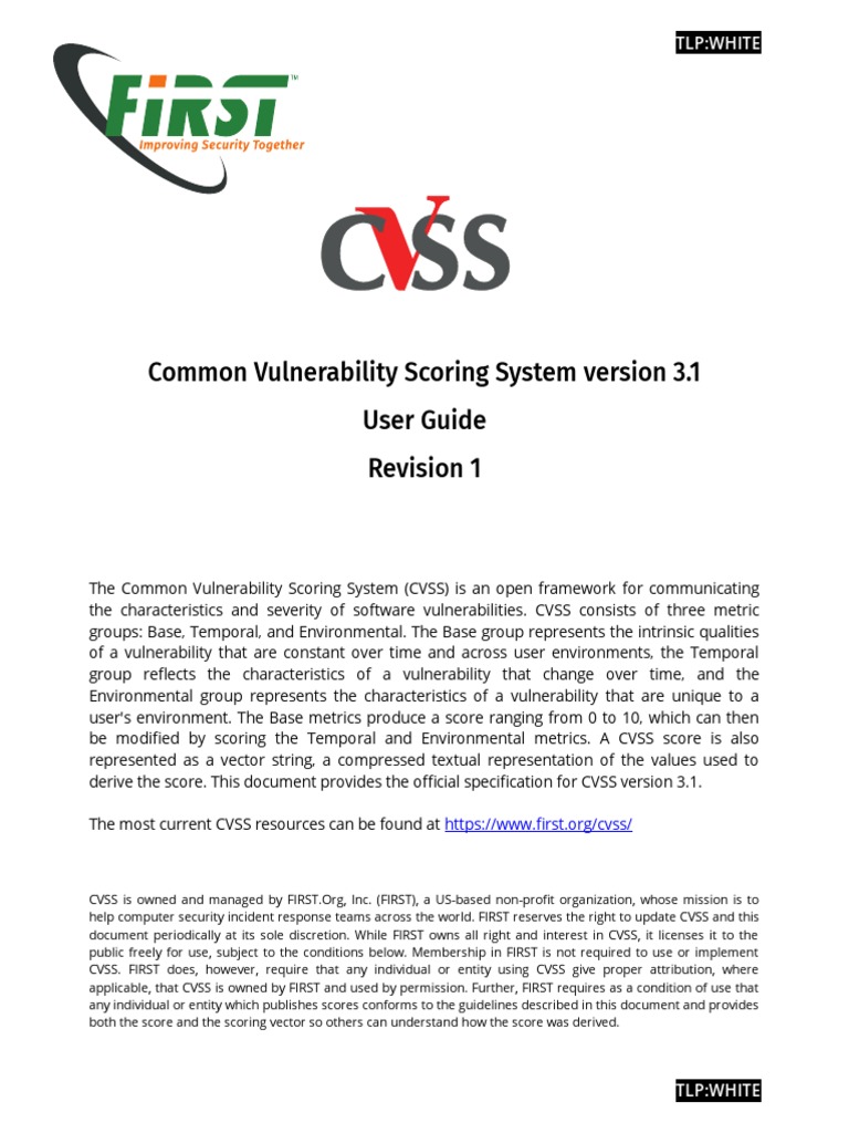Cvss v31 User Guide - r1 PDF | PDF | Vulnerability (Computing) | Secure Communication
