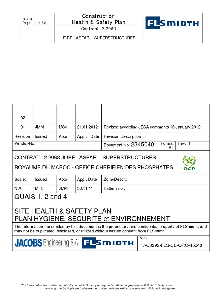 Rev1 Construction Site Health and Safety Plan PDF | PDF | Fire Safety ...