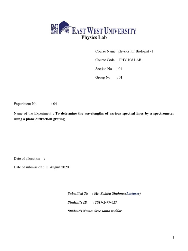 Diffraction Grating @@lab Report 4 PDF | PDF