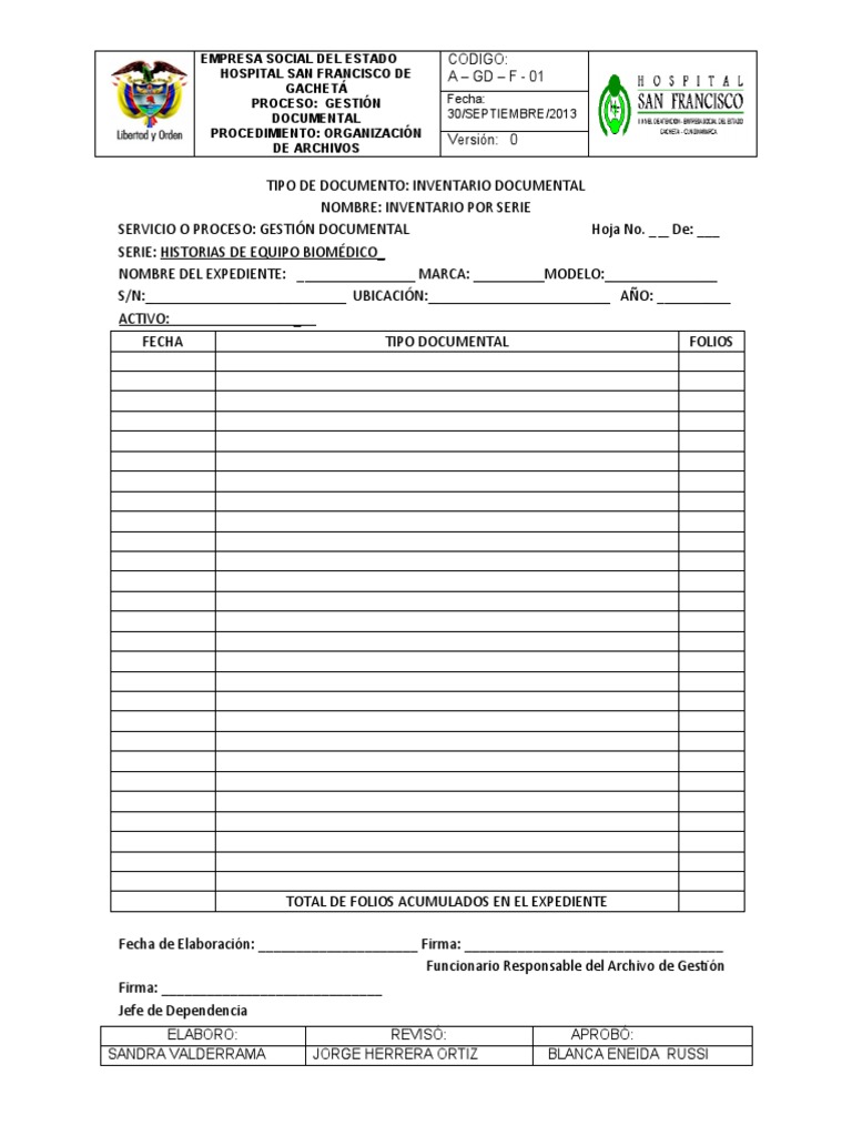 A-Gd-F-01 Inventario Documental | PDF
