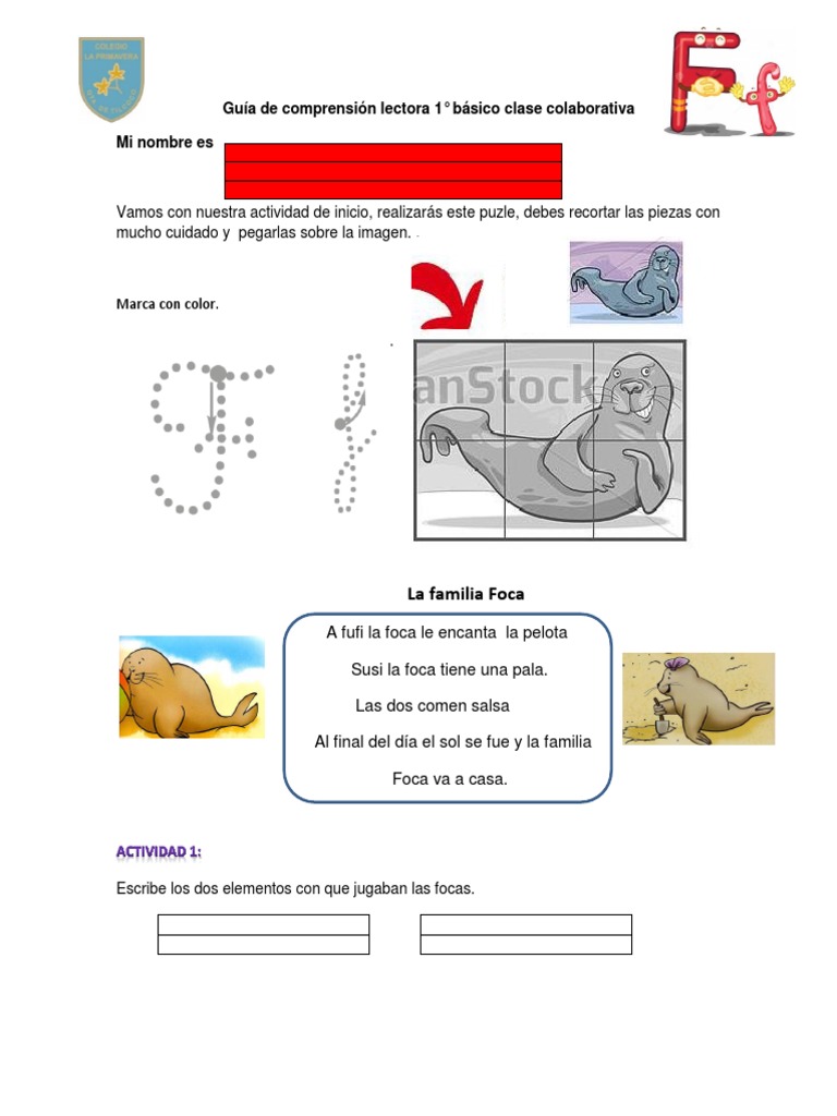 Guía de Comprensión Lectora 1 Letra F | PDF