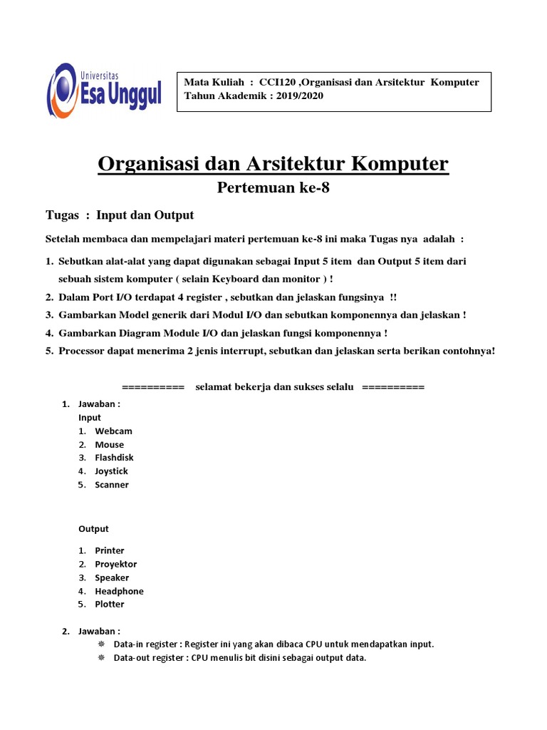 Tugas Pert - 8, Input Dan Output | PDF
