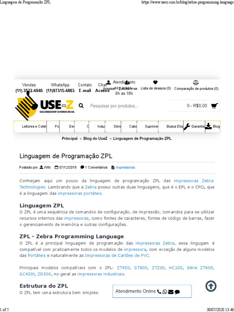 Uma Introdução à Linguagem De Programação Zpl Da Zebra Technologies Pdf Linguagem De 