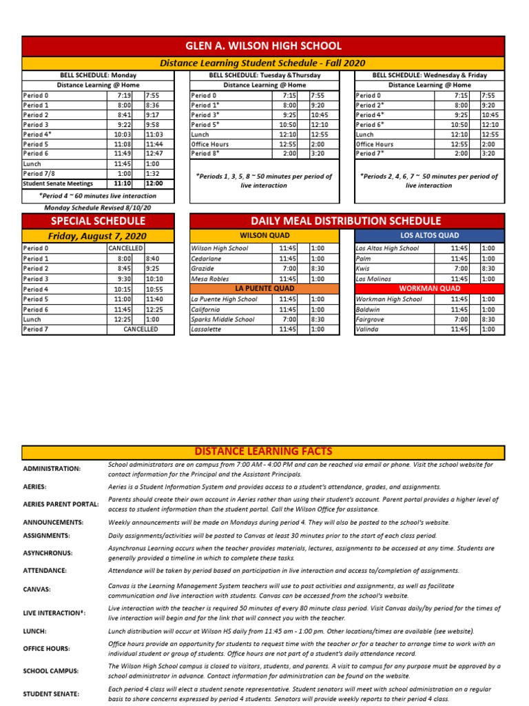 Glen A. Wilson High School Bell Schedule | PDF | Websites | Teachers