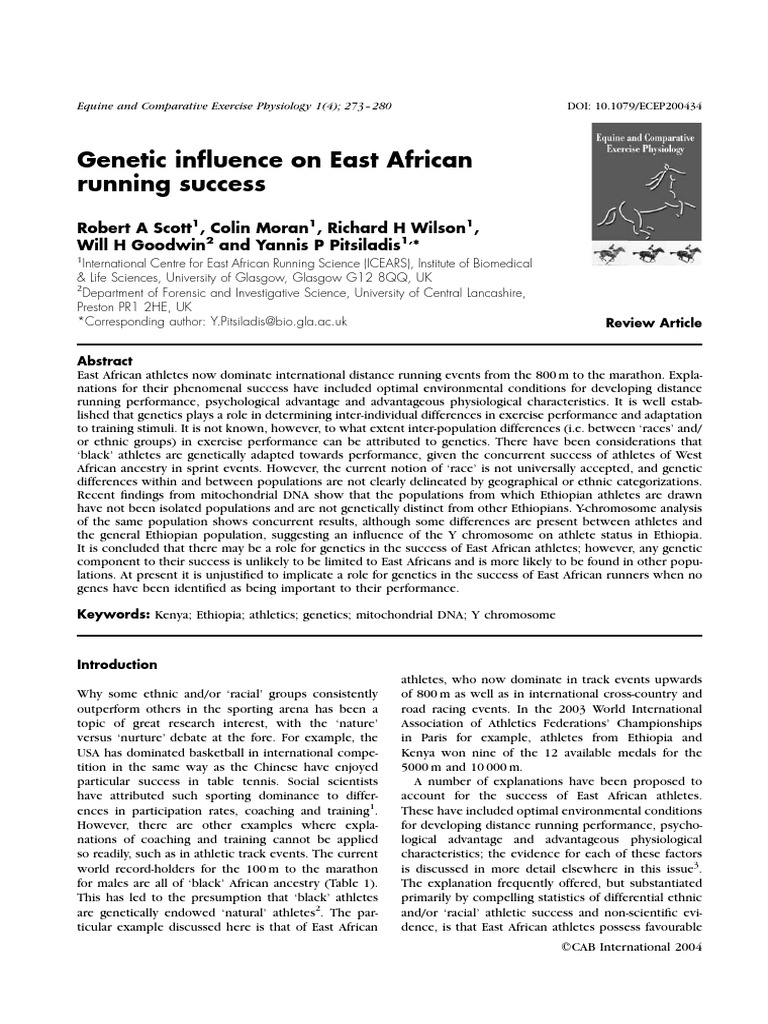 Genetic Influence On East African Running Success | PDF | Mitochondrial ...