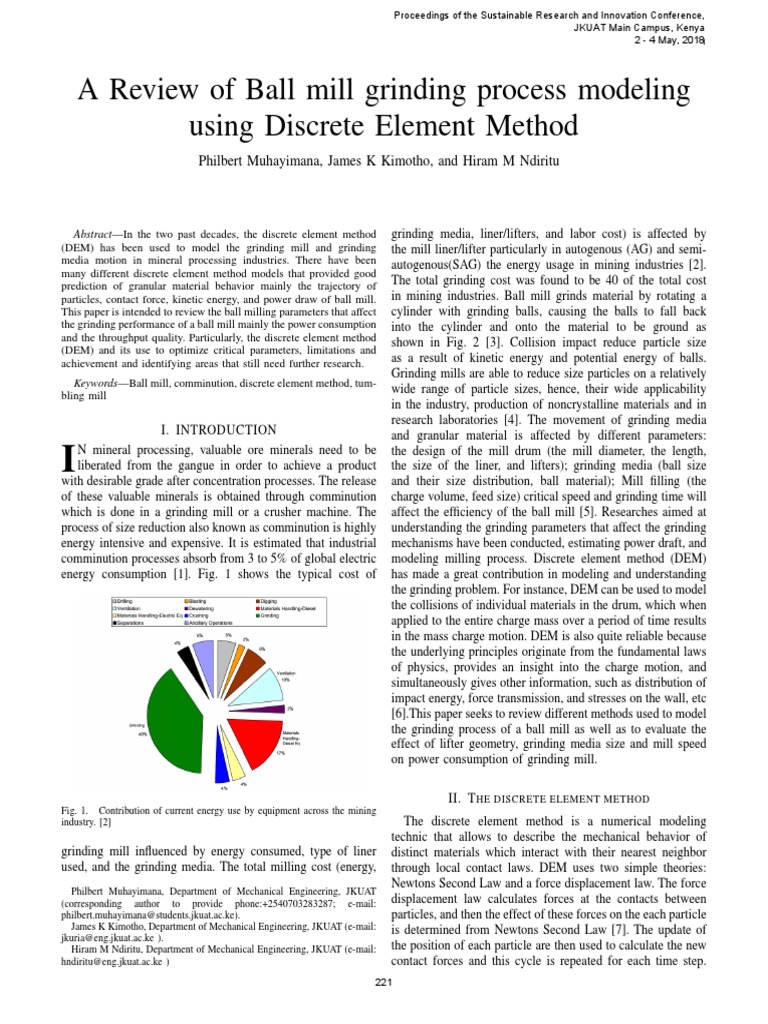 A Review of Ball Mill Grinding Process Modeling Using Discrete Element ...