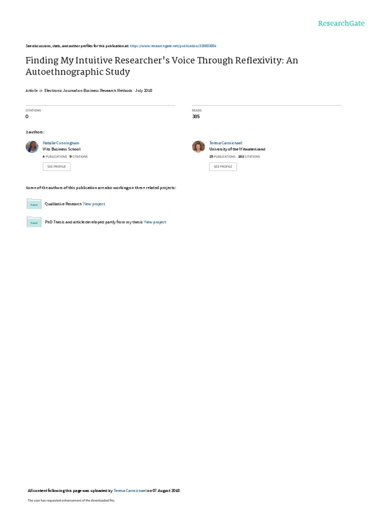 Finding My Intuitive Researcher's Voice Through Re Exivity: An ...