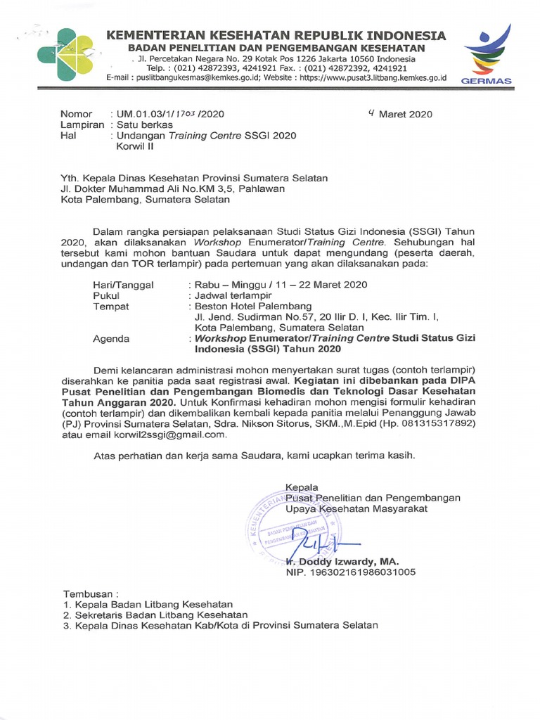 Dinkes Prov Sumsel. Undangan TC SSGI 2020. | PDF