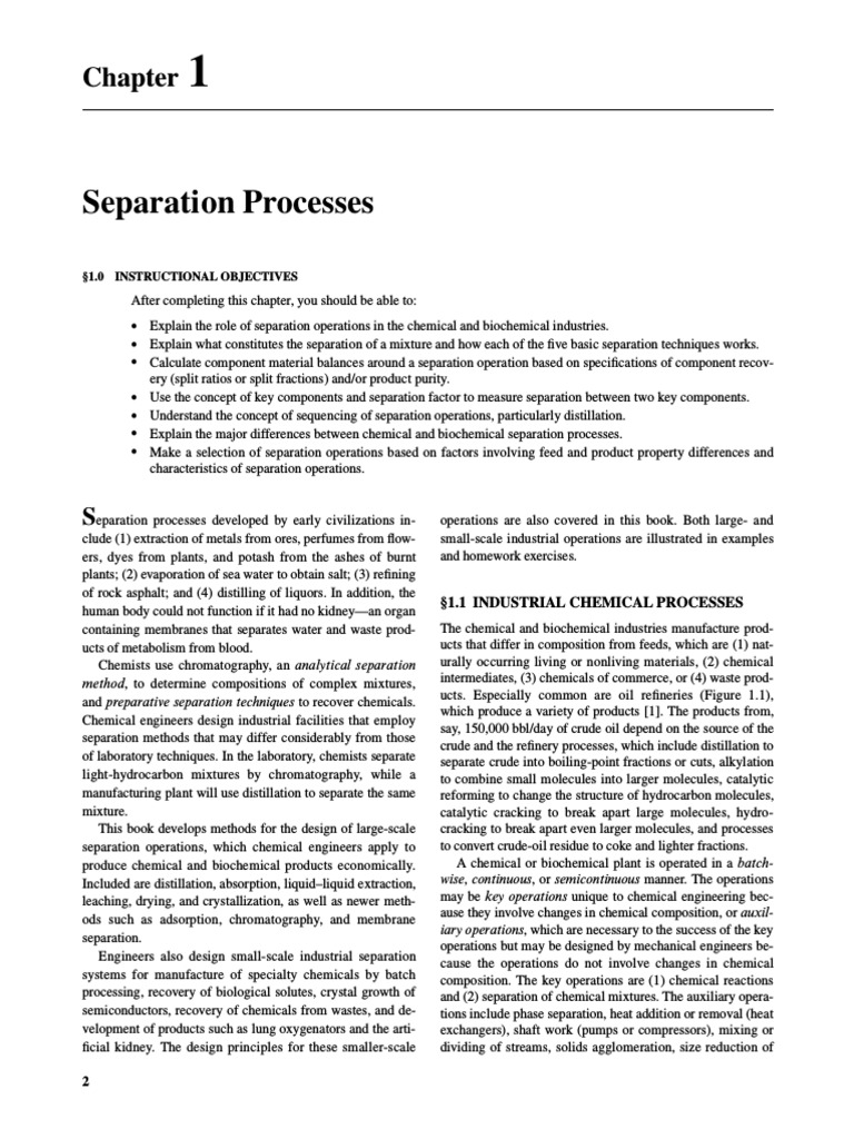 Separation Processes: 1.0 Instructional Objectives | PDF | Petroleum ...