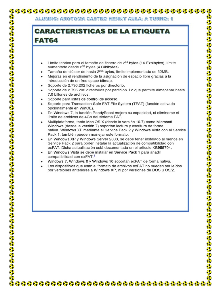 Caracteristicas de La Etiqueta Fat64 | PDF