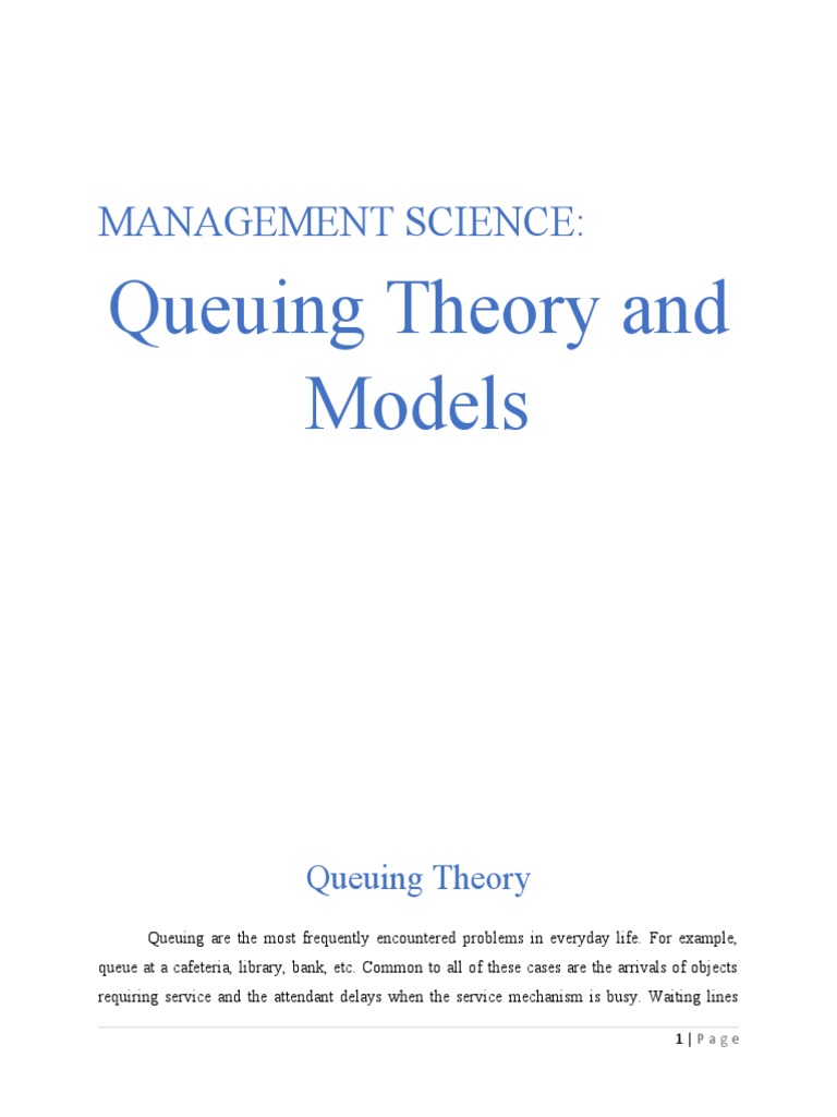 Queuing Theory and Models: Management Science | PDF | Applied Mathematics | Teaching Mathematics