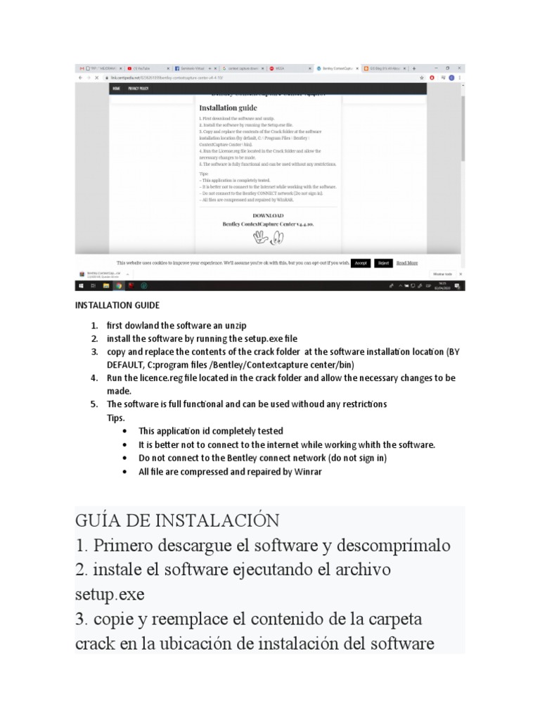 GUIA DE INSTALACION Context Capture Bentley | PDF