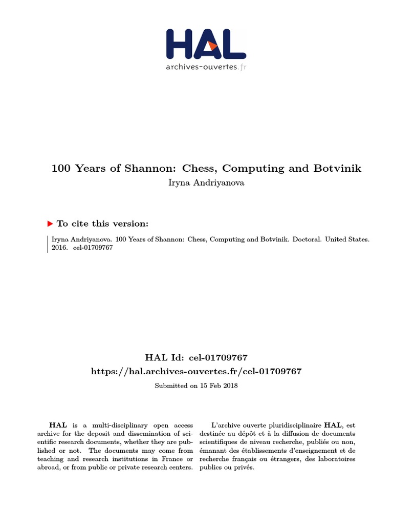 Shannon, Botvinnik, and Chess Evolution | PDF | Chess | World Chess ...