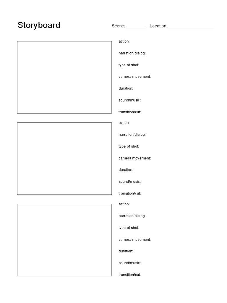 Storyboard Template for Filmmaking | PDF