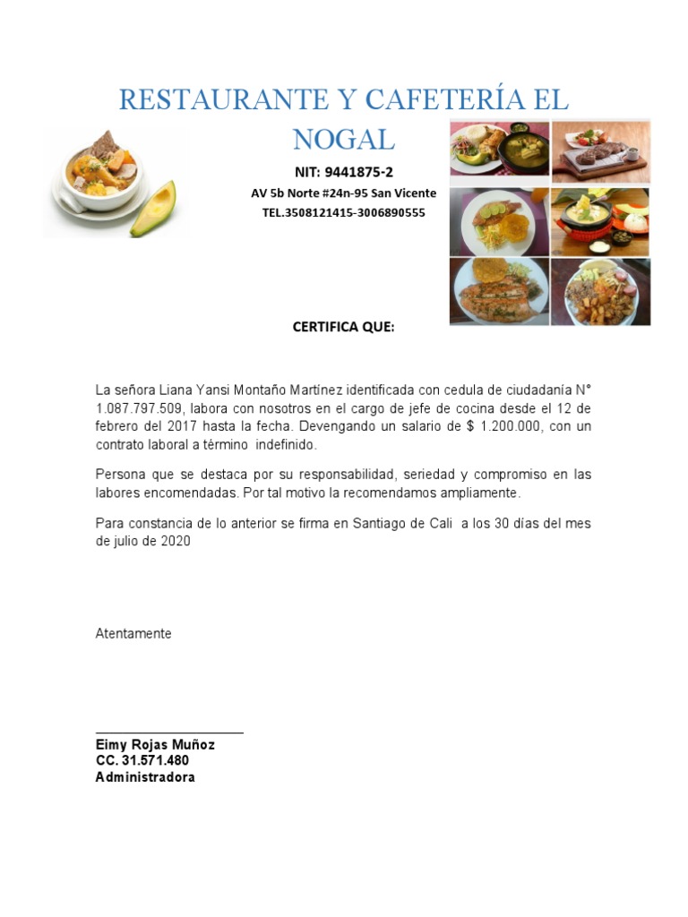 Carta de Restaurante | PDF