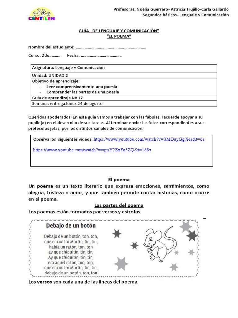 Partes del Poema para Segundo Básico | PDF | Poesía