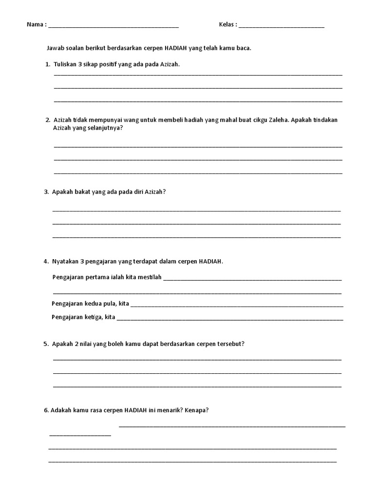 Cerpen Hadiah | PDF