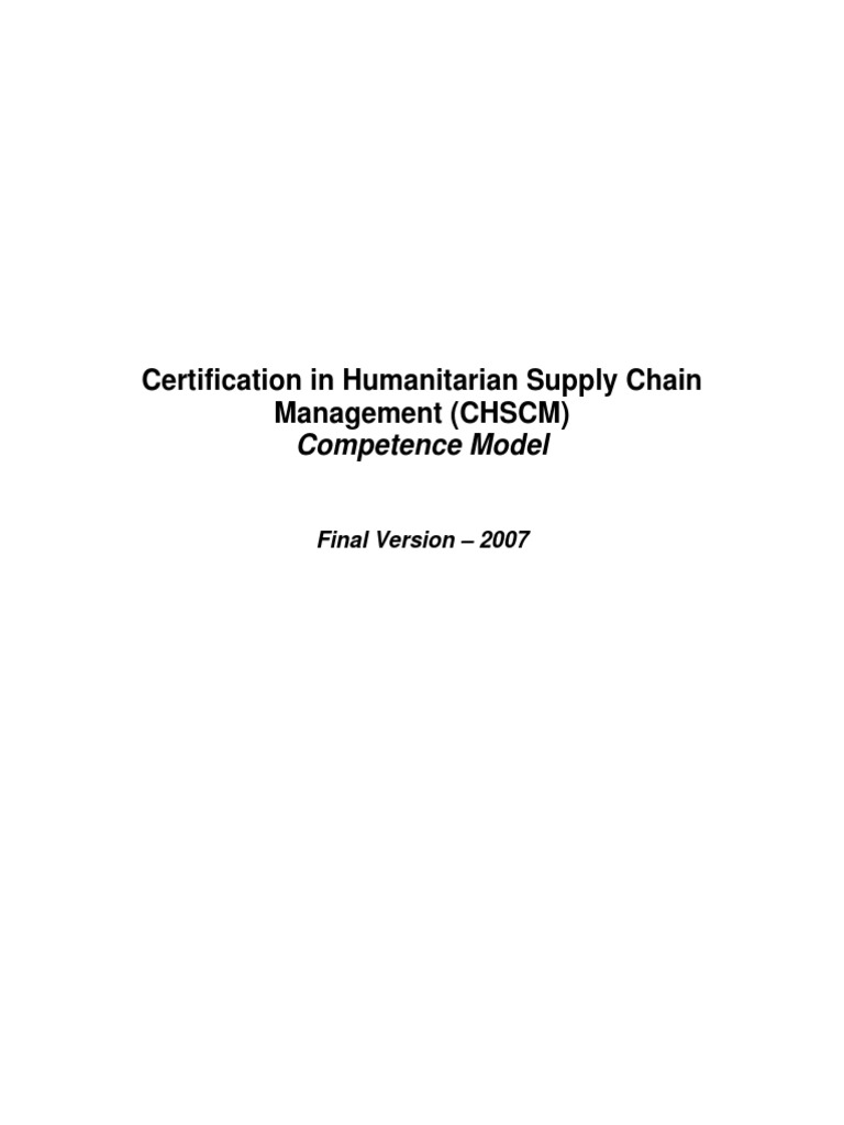 Certification in Humanitarian Supply Chain Management (CHSCM ...