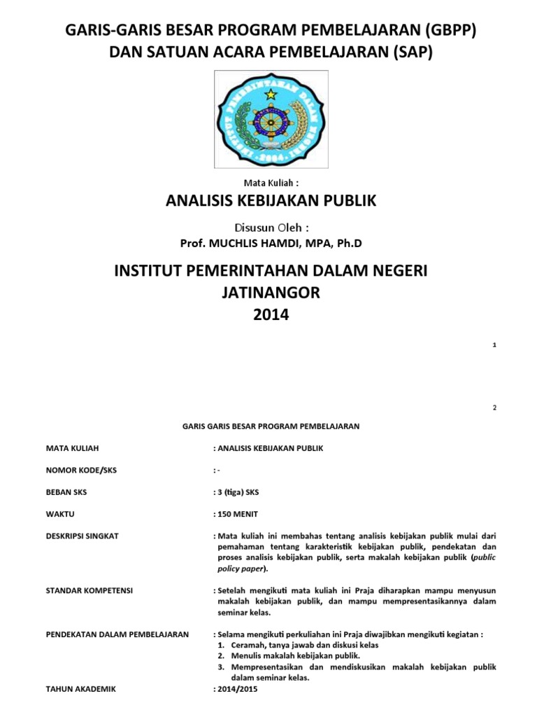 GBPP Dan SAP Analisis Kebijakan Publik-FINAL-2014 | PDF