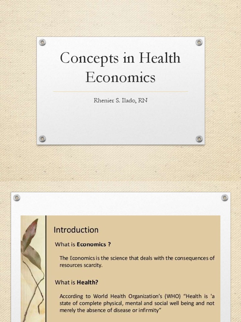 Concepts in Health Economics | PDF