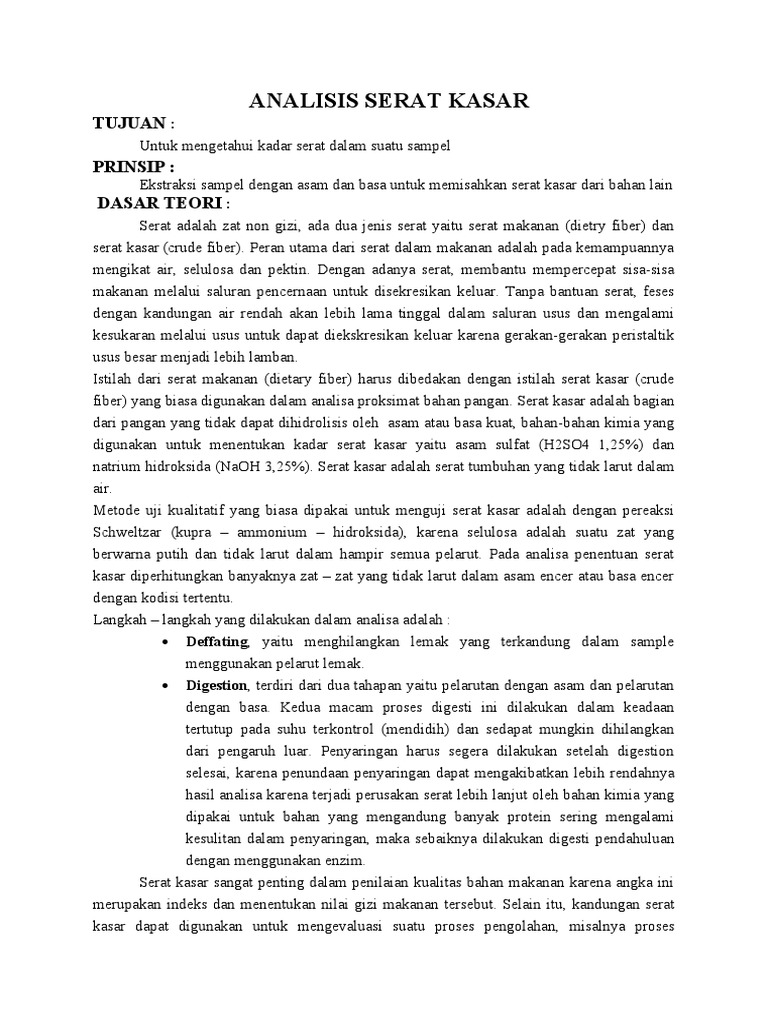 Analisis Serat Kasar. | PDF