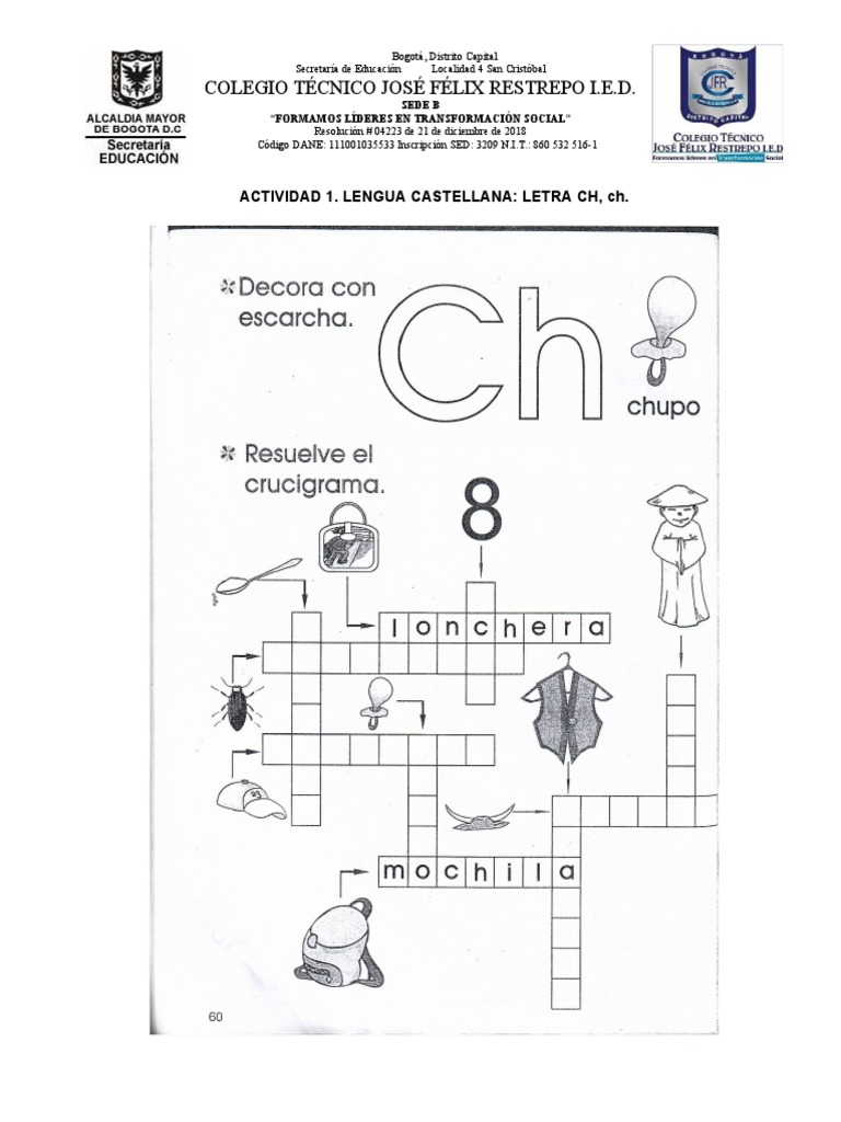 Actividad 1. LETRA CH, CH | PDF