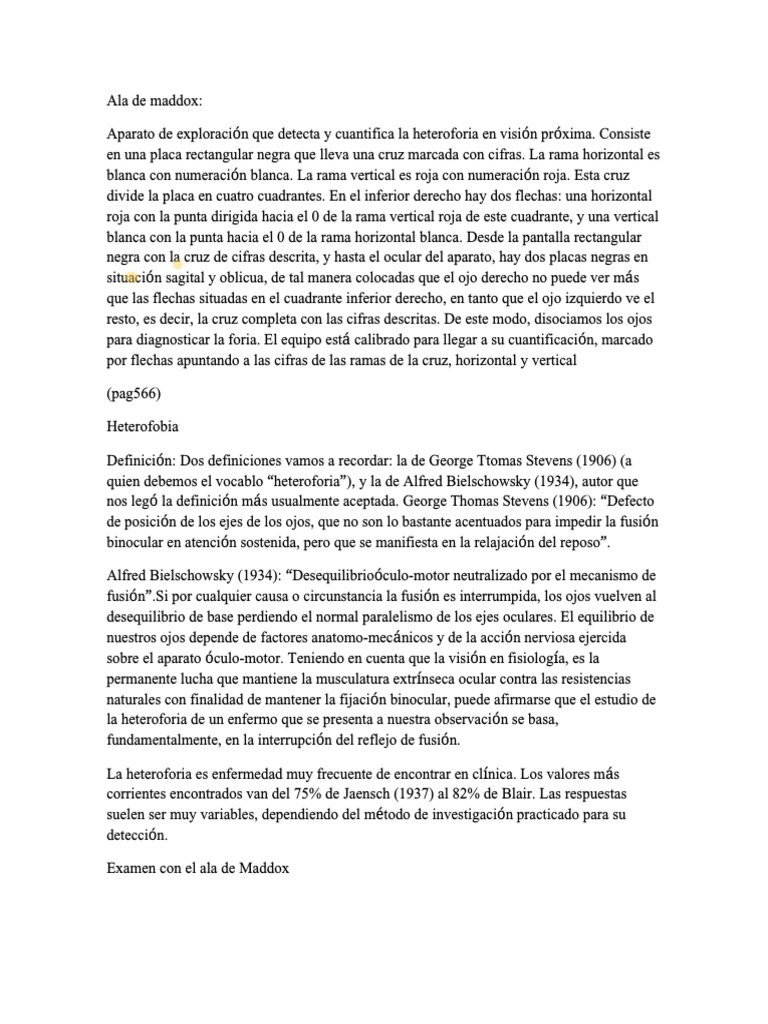 Diagnóstico de Heteroforia con Maddox | PDF | Medicina CLINICA ...