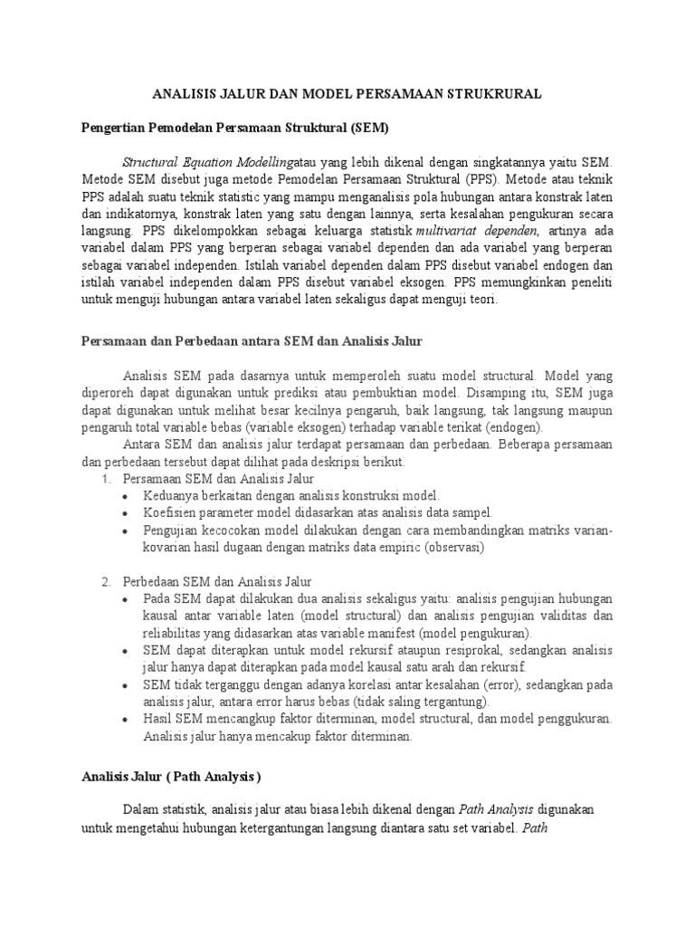 Analisis Jalur Dan Model Persamaan Strukrural | PDF