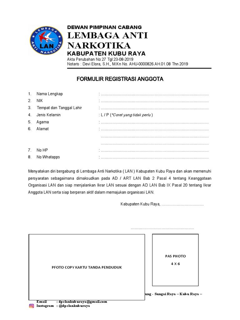 Formulir Anggota Lan | PDF | Olahraga & Rekreasi | Hukum