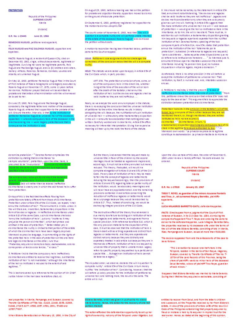 Preterition: Abrogating The Will. Because, The Nullification of Such ...