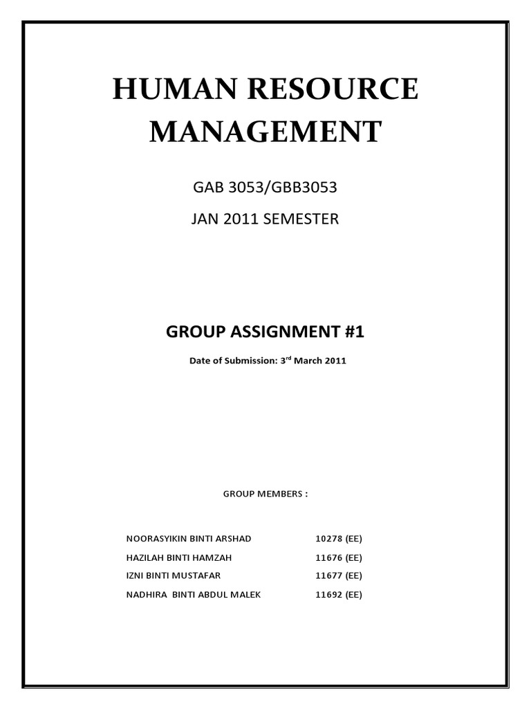 Human Resource Management: Group Assignment #1 | PDF